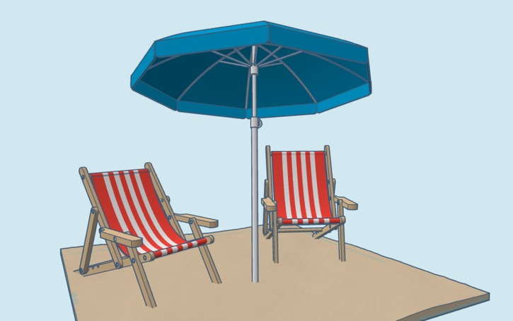 3D design Beach Chairs - Tinkercad