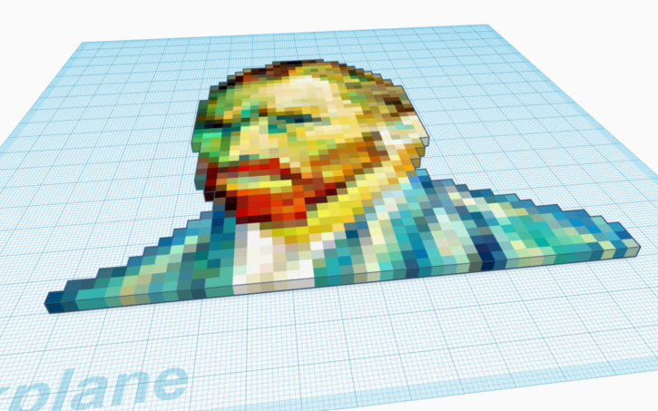 3D design Van Gogh Pixel Art - Tinkercad