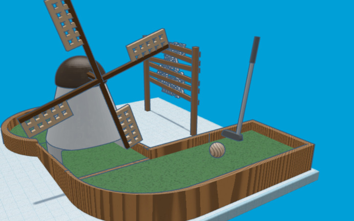 3D design Mini Golf and windmill GAME (keyboard controls) - Tinkercad