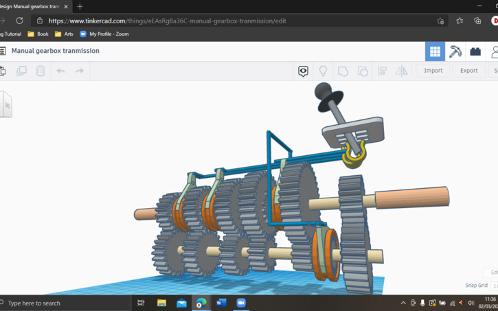 3D design Manual gearbox tranmission - Tinkercad