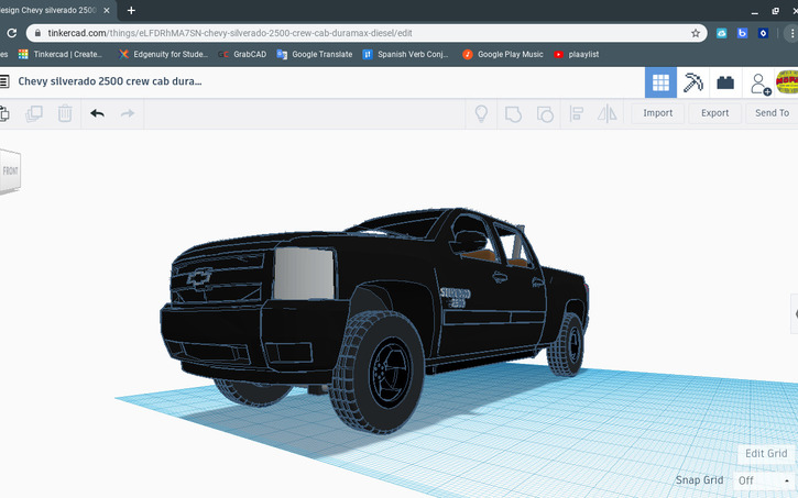 3D design Chevy silverado 2500 crew cab duramax diesel - Tinkercad
