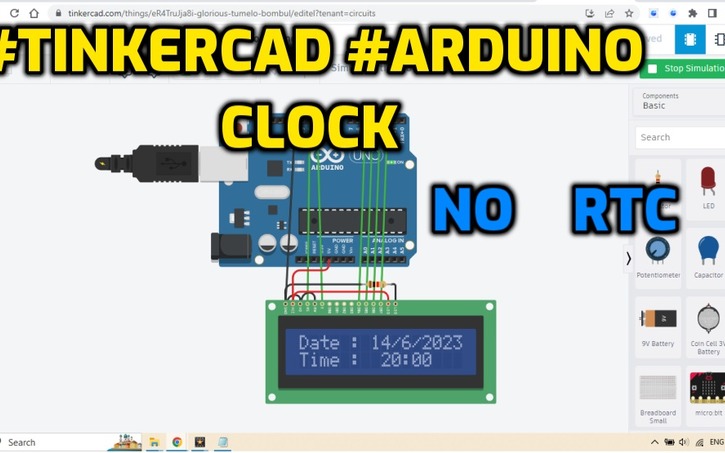 Circuit Design Tinkercad Arduino Clock Without Rtc Module Aeroarduino Tinkercad