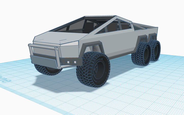 3D design Tesla Cybertruck Off-road 6X6 - Tinkercad