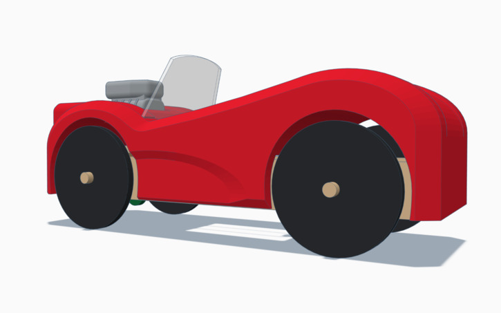 3D design SpeedyBolide (Rubber band powered toy car) - Tinkercad