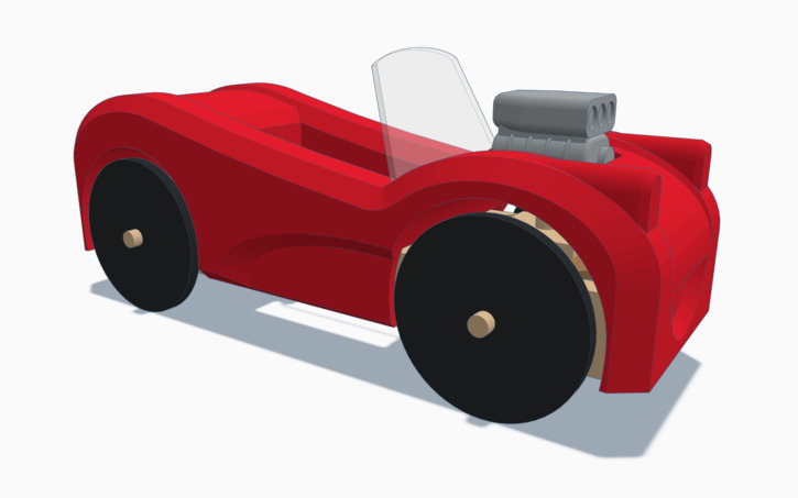 3D design SpeedyBolide (Rubber band powered toy car) - Tinkercad