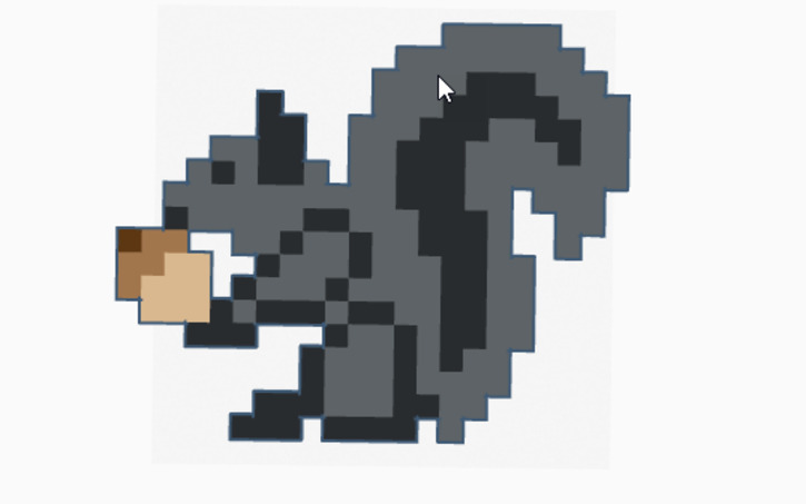 3D design Gray Squirrel Pixel Art - Tinkercad