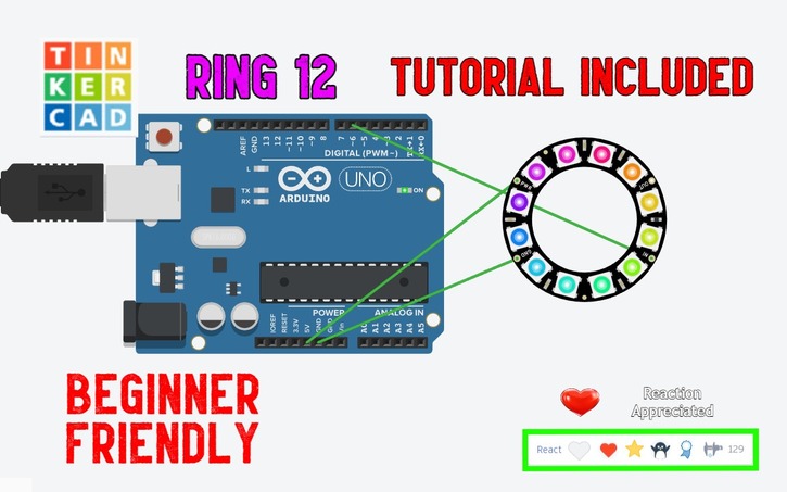 Circuit design NeoPixel Ring 12 Tutorial - Tinkercad