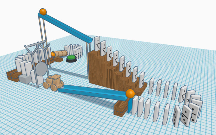 3D design Rube Goldberg Machine - Tinkercad
