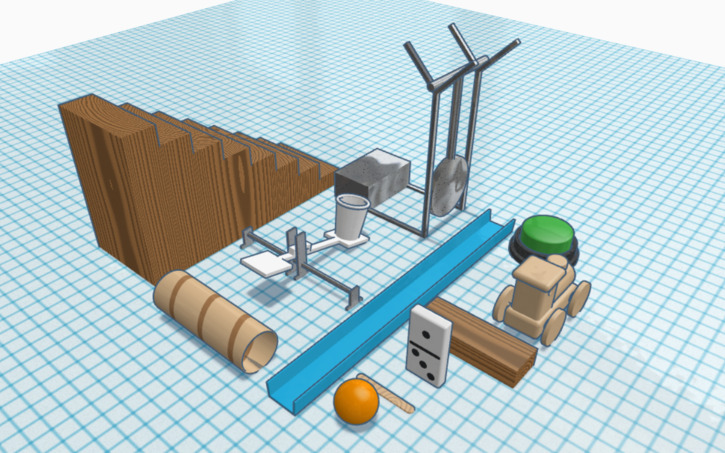 3D design Rube Goldberg Machine - Tinkercad