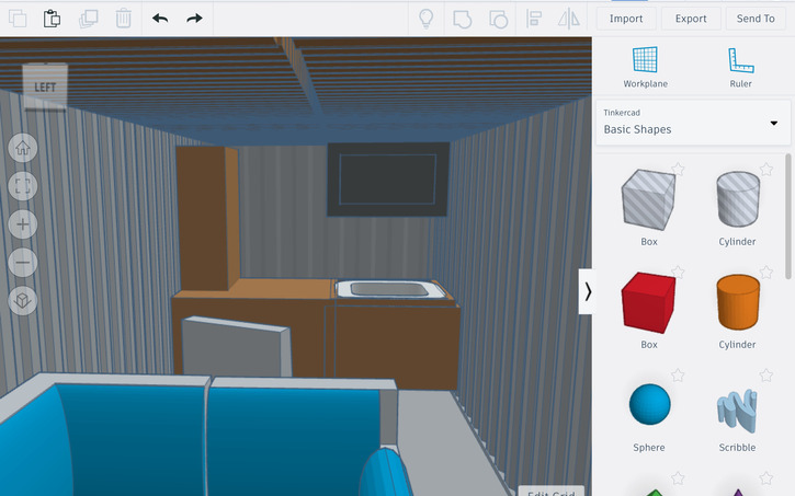 3D design Shipping Container Home (With Interior) - Tinkercad