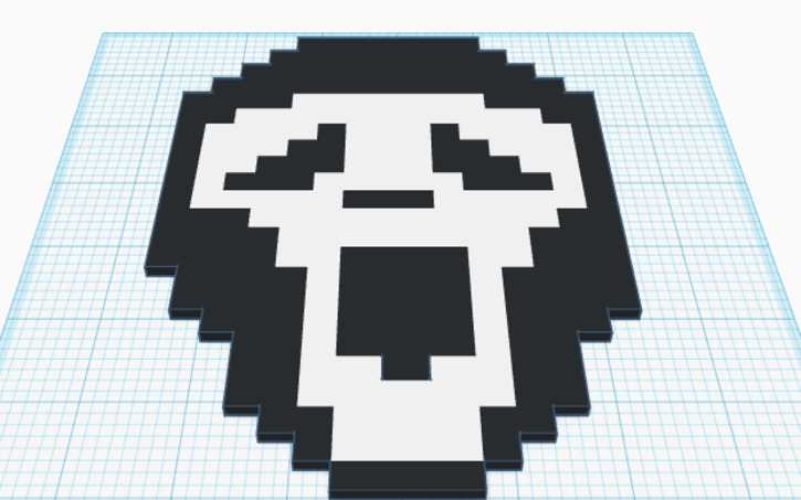 3D design Scream (Ghostface) Pixel Art - Tinkercad