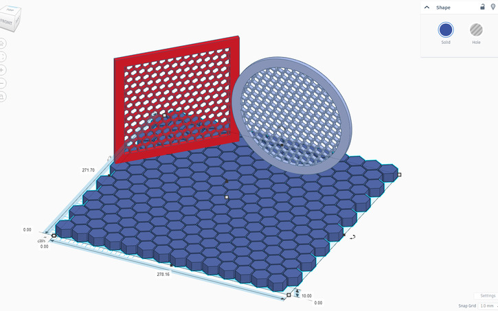 3D design 20mm Honeycomb - Pattern 271.7mm X 278.16 X 10mm - Tinkercad