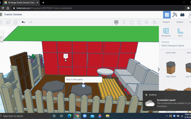 3D design patio house - Tinkercad