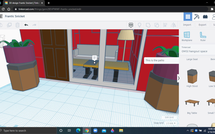 3D design patio house - Tinkercad