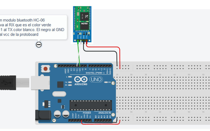 Circuit design Conexion bloetooht HC-06 - Tinkercad