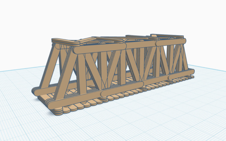 3D design Popsicle Stick Bridge - Tinkercad
