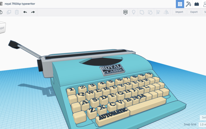 3D design royal 79104p typewriter - Tinkercad