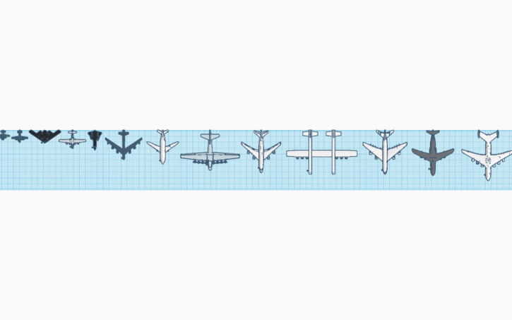 3D design Plane Size comparison - Tinkercad