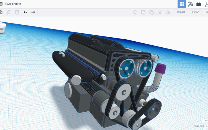 3D design RB26 engine - Tinkercad