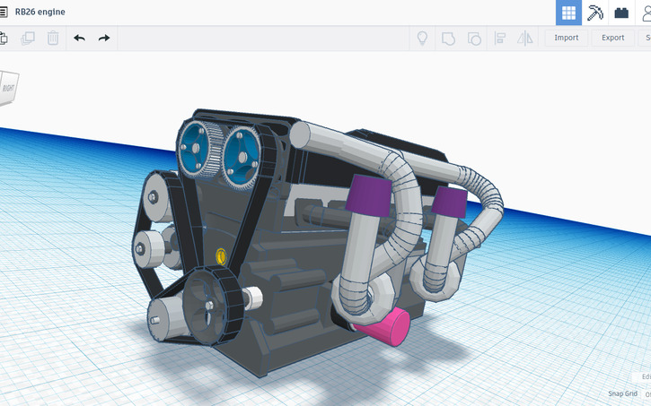 3D design RB26 engine - Tinkercad