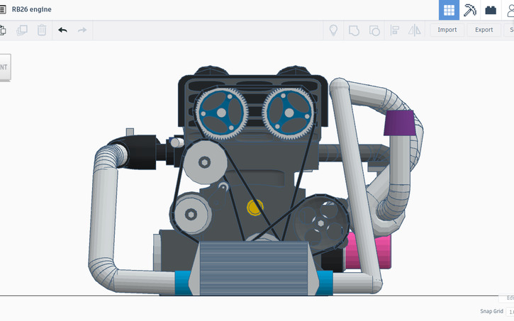 3D design RB26 engine - Tinkercad