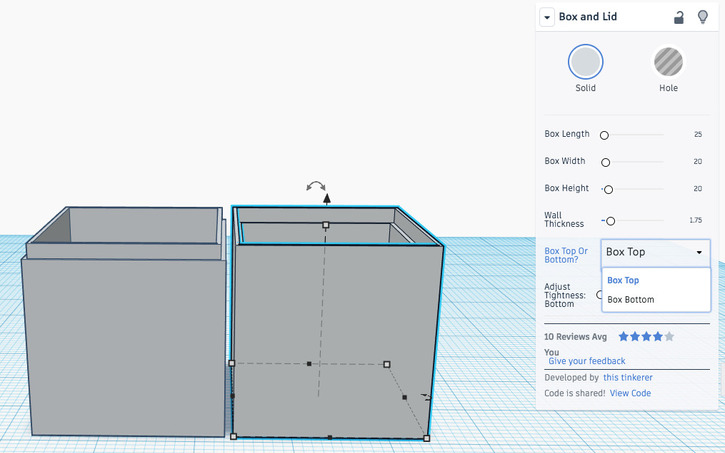 3D design Box and Lid Shape Generator update - Tinkercad