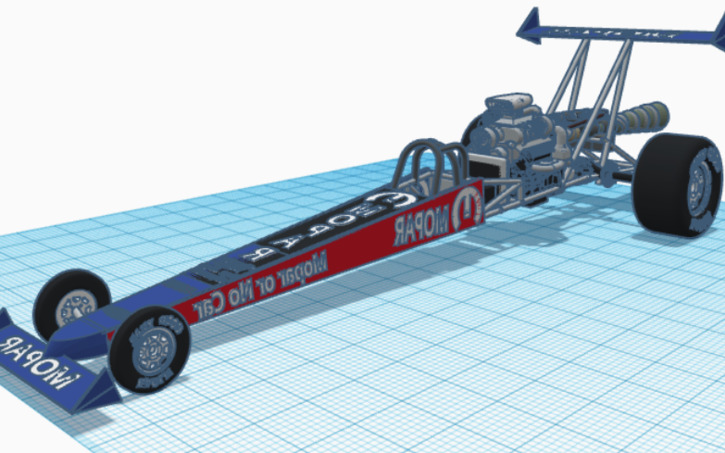 3D design Top Fuel Dragster jet engine - Tinkercad
