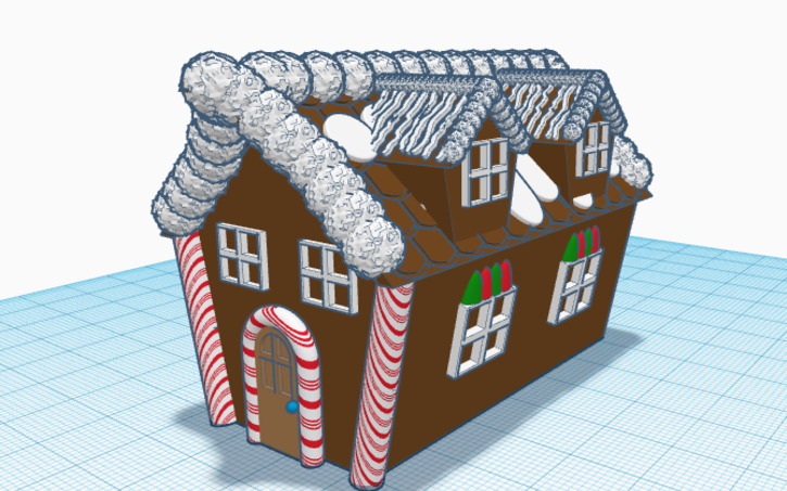 Tinkercad Designs Gingerbread House Ideas 3D Print Articulated