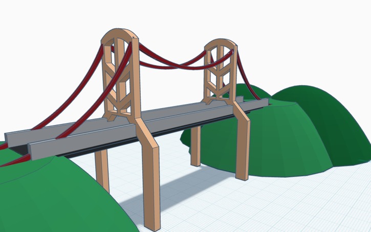 3D design Sketched Suspension Bridge - Tinkercad