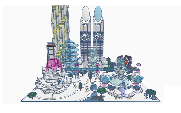 3D design Futuristic City - Tinkercad