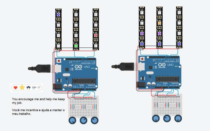 Circuit design Neopixels - Tinkercad