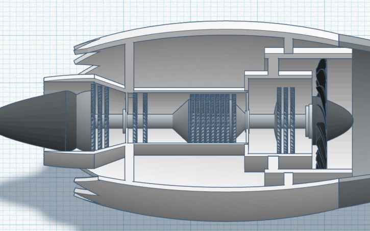 3D design Turbine Engine Cross Section - Tinkercad
