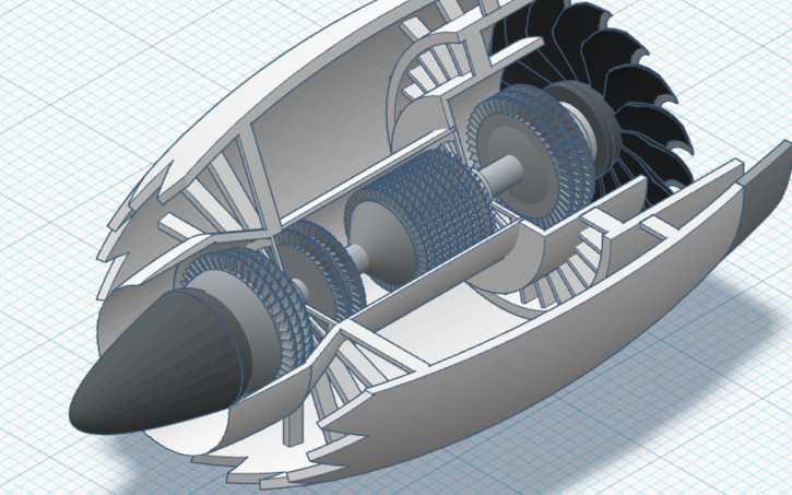 3D design Turbine Engine Cross Section - Tinkercad
