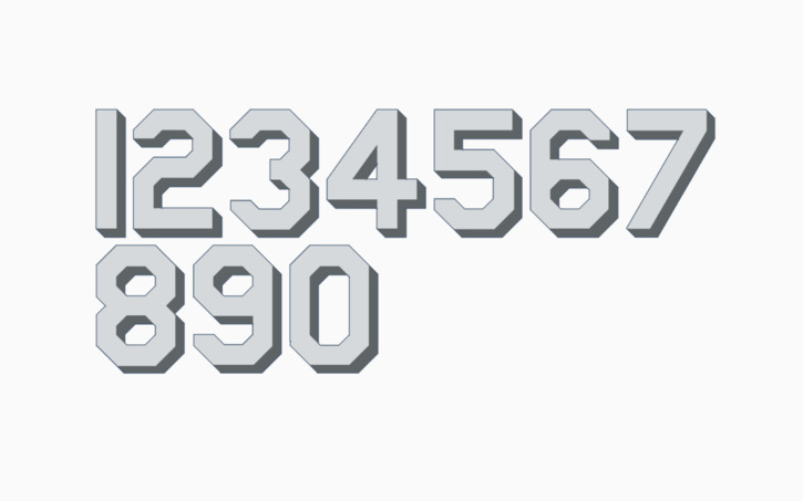 3D design Font Pack 1 "Naval Numbering" - Tinkercad