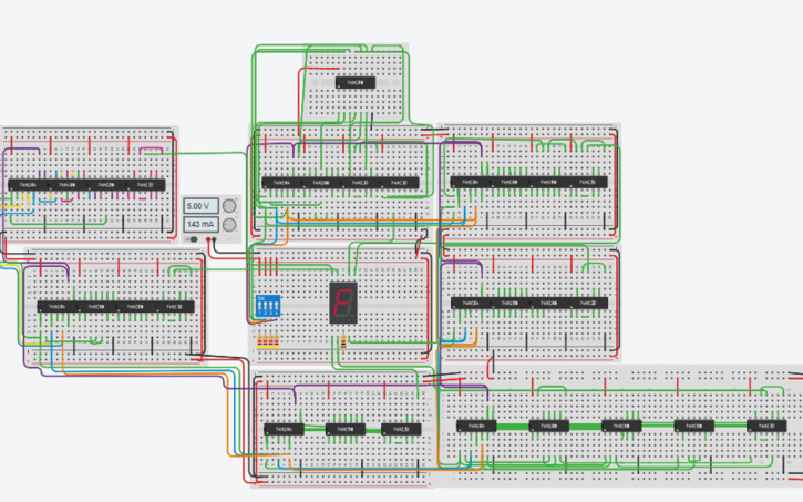 Circuit design Binario a Hexadecimal - Tinkercad