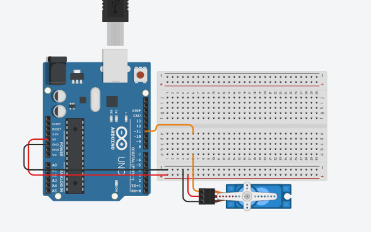 Circuit design Ejercicio 4: Arduino + Servomotor - Tinkercad
