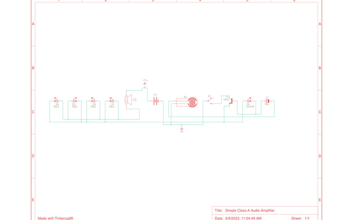 Circuit design Simple Class-A Audio Amplifier - Tinkercad