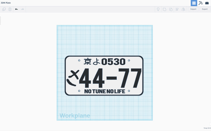 3D design JDM Plate - Tinkercad
