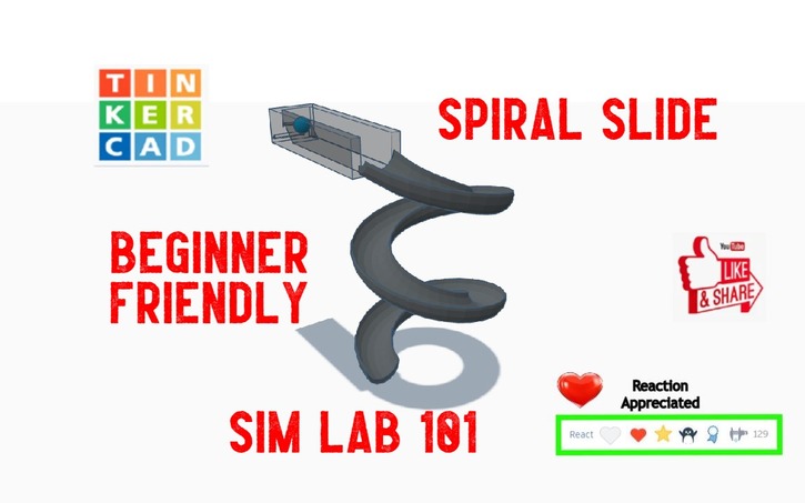 3D design spiral slide Sim Lab tutorial - Tinkercad